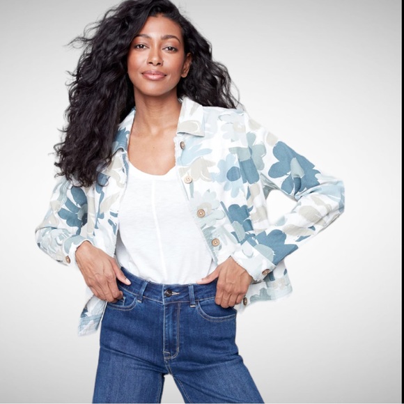 CHARLIE B | Jackets & Coats | Charlie B Button Front Linenblend Print ...